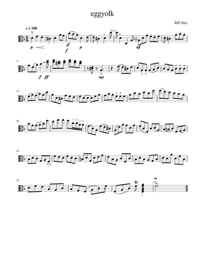 Eggyolk Sheet Music for Viola (Solo) | MuseScore.com