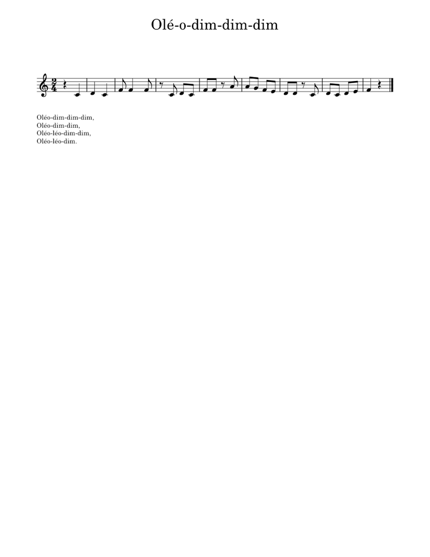 Olé-o-dim-dim-dim Sheet music for Piano (Solo) Easy | Musescore.com