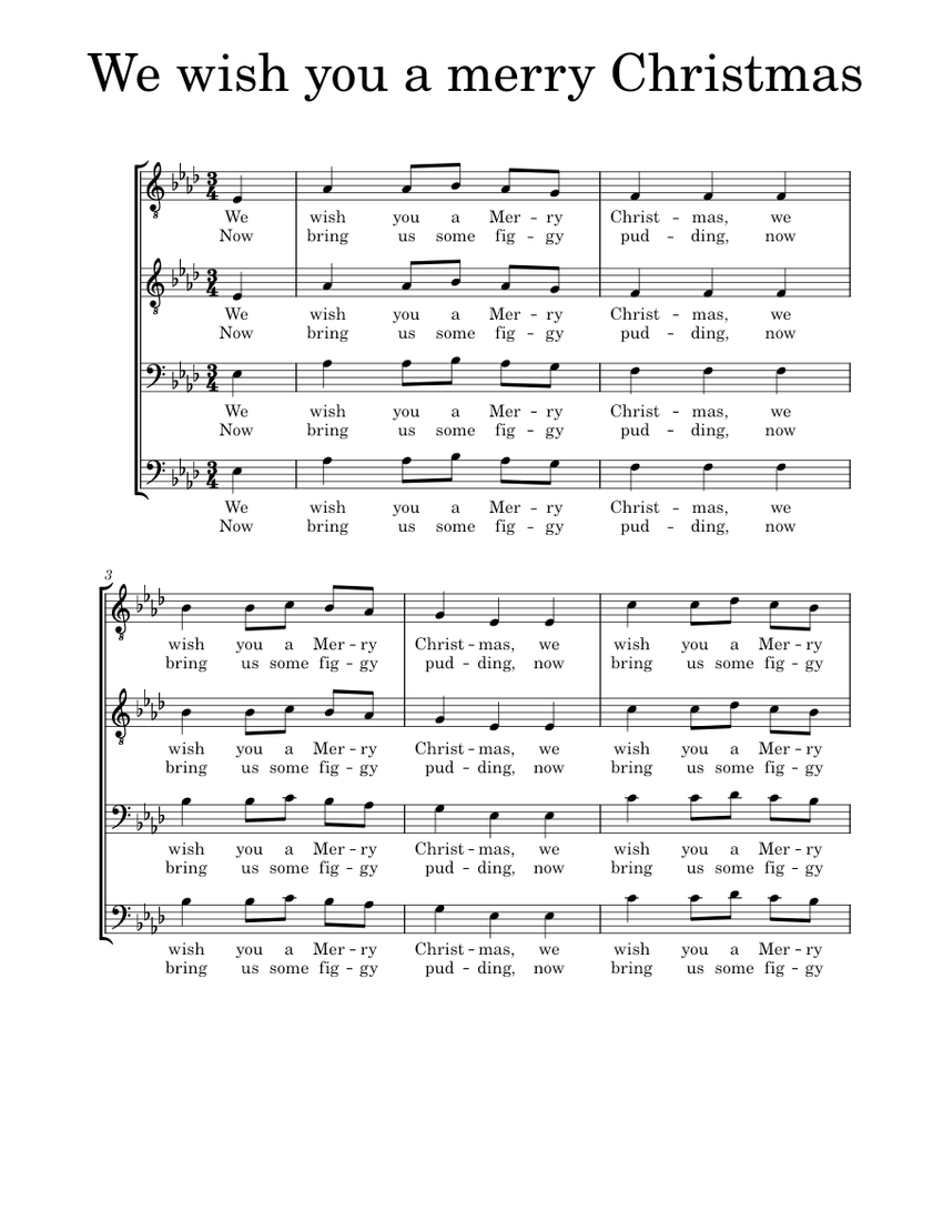 FRM656 We wish you a merry Christmas-TTBB Sheet Music for Piano (Men’s ...