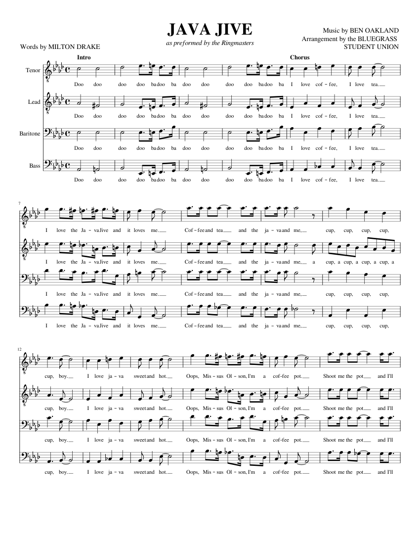 Java Jive Sheet Music for Viola, Cello (Mixed Quartet) | MuseScore.com