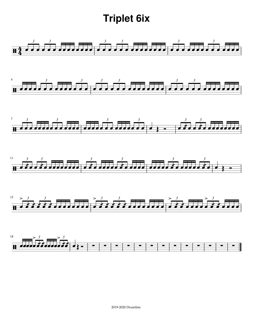 Triplet 6ix Sheet music for Snare drum (Solo) | Musescore.com