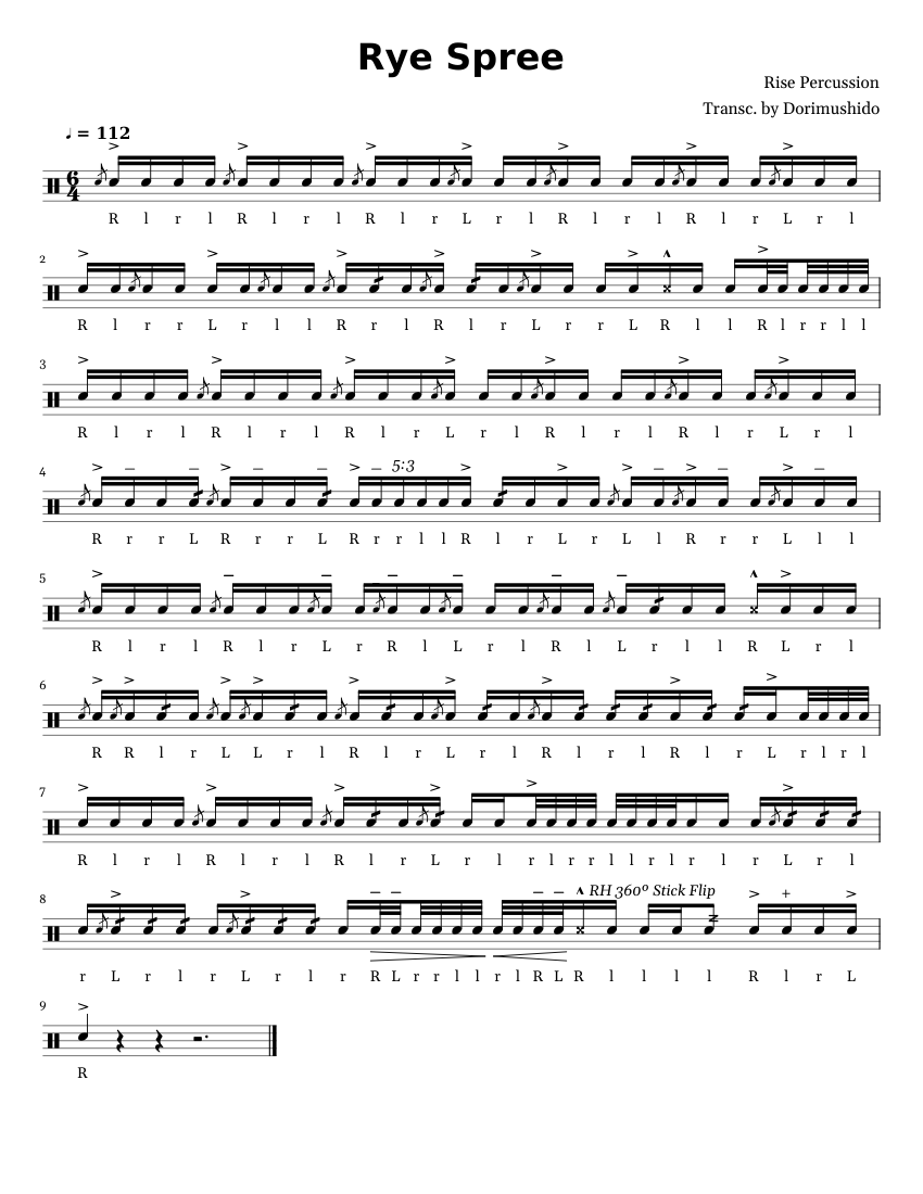 Rye Spree Sheet music for Snare drum (Marching Band) | Musescore.com