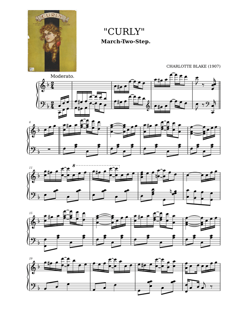 Curly by Charlotte Blake (1907) Sheet music for Piano (Solo ...