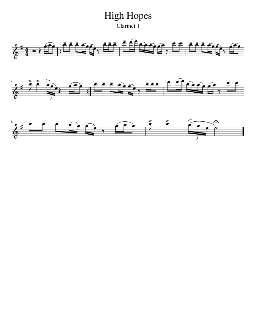 High Hopes Clarinet 1 Sheet music for Piano (Solo) Easy | Musescore.com