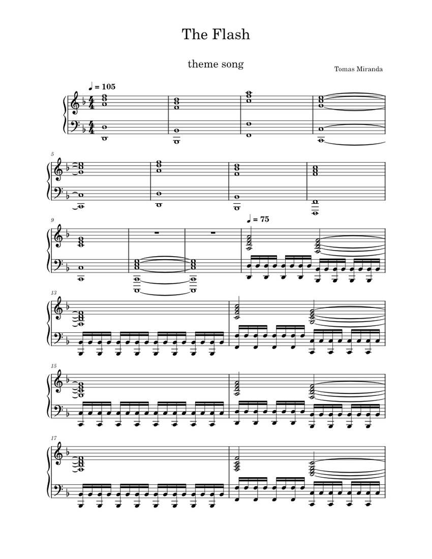 The Flash Theme song Sheet music for Piano (Solo) | Musescore.com