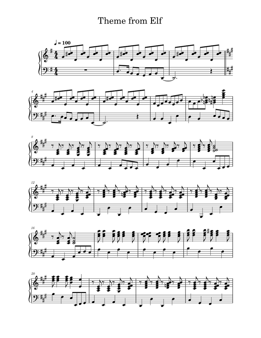 Theme from Elf Sheet music for Piano (Solo) | Musescore.com