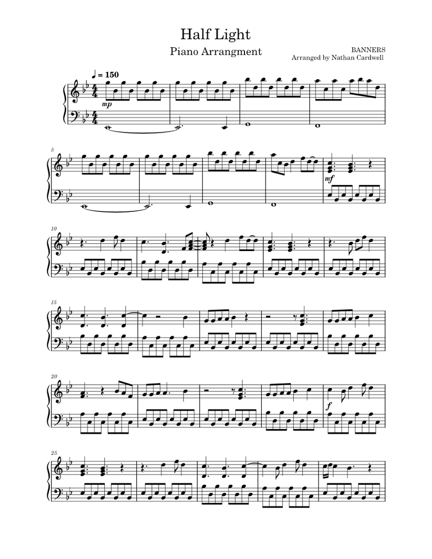 Half light – BANNERS Sheet Music for Piano (Solo) easy | MuseScore.com