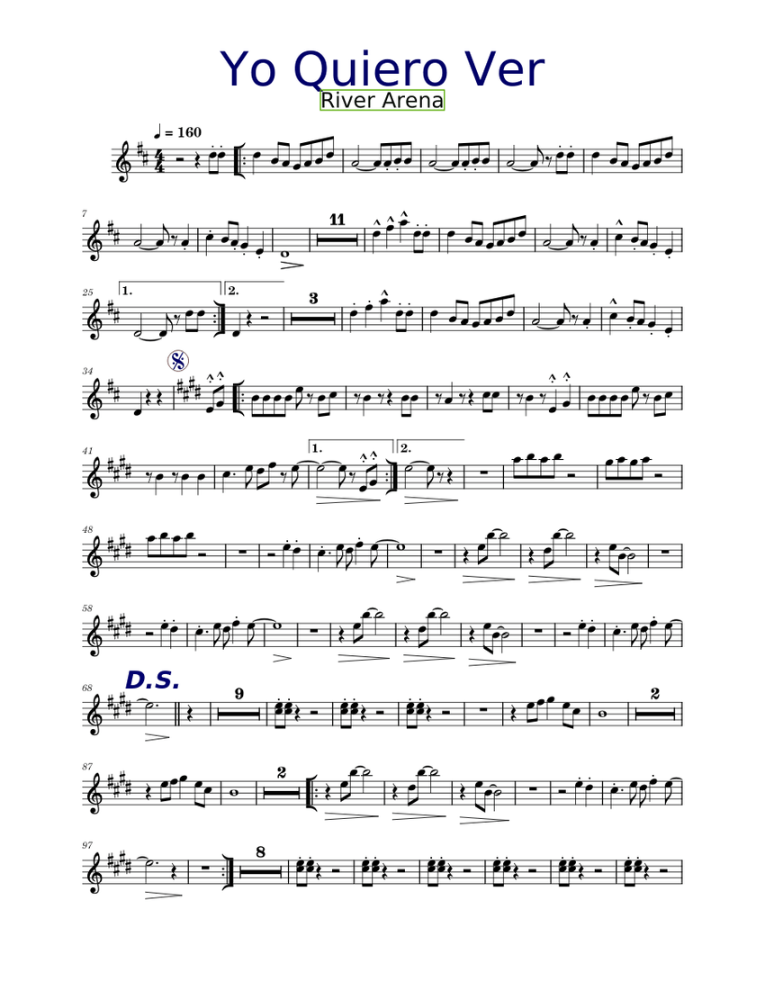 Yo Quiero Ver – River Arena Yo_Quiero_Ver Sheet Music for Piano (Brass ...