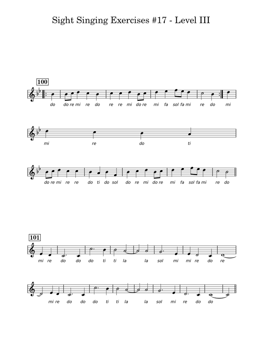 Sight Singing Exercises #17-Level III Sheet music for Vocals (Solo) | Musescore.com