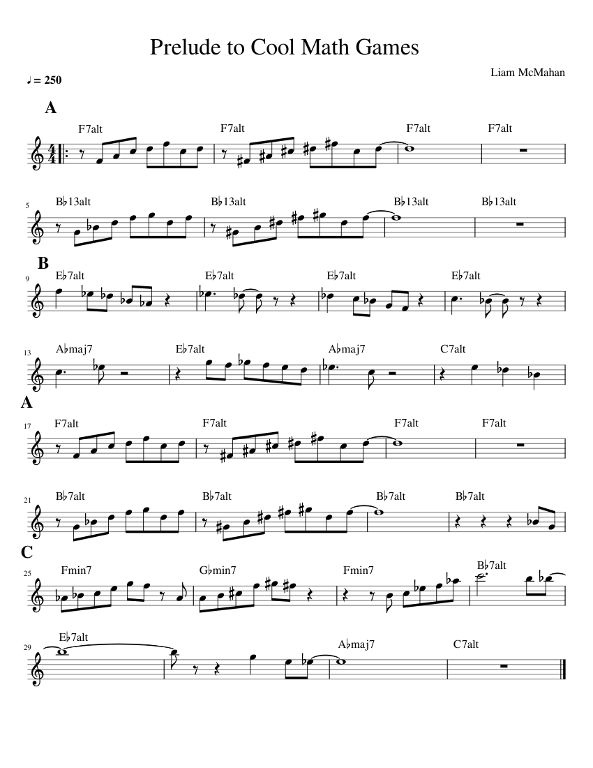 Prelude to Cool Math Games Sheet Music for Piano (Solo) Easy ...