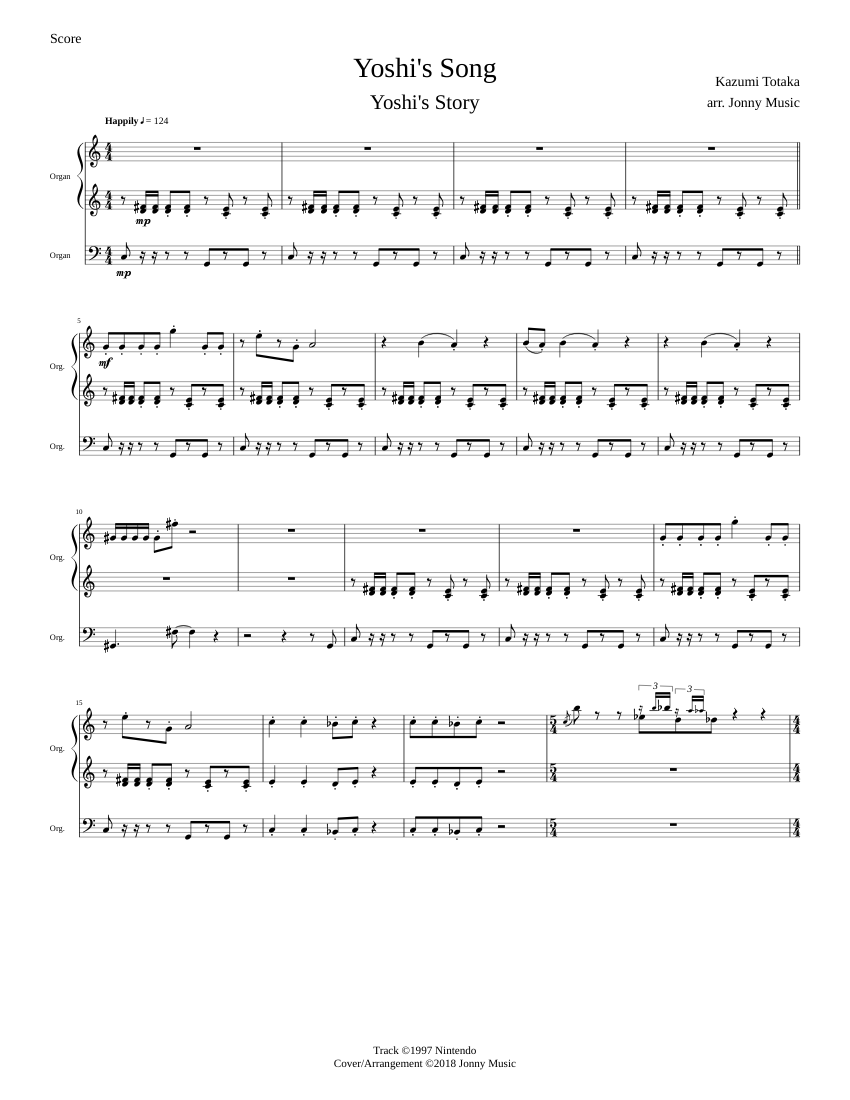 Yoshi's Song Yoshi's Story Organ Cover Sheet music for Organ (Solo ...