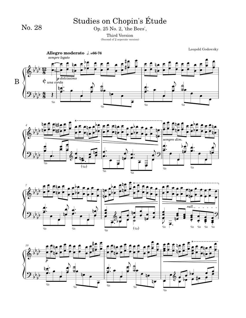 Study No. 28-2 on Chopin's Étude (Op. 25 No. 2) – Leopold Godowsky Sheet music for Piano (Solo ...