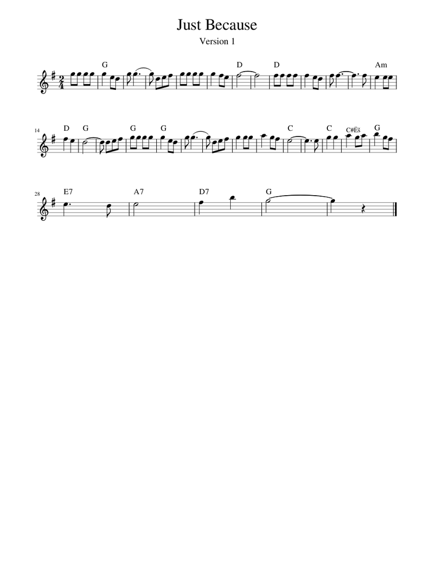 Just Because Sheet music for Piano (Solo) Easy | Musescore.com