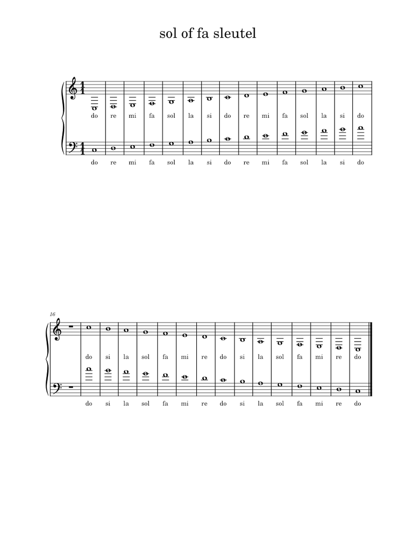 sol of fa sleutel Sheet music for Piano (Solo) | Musescore.com