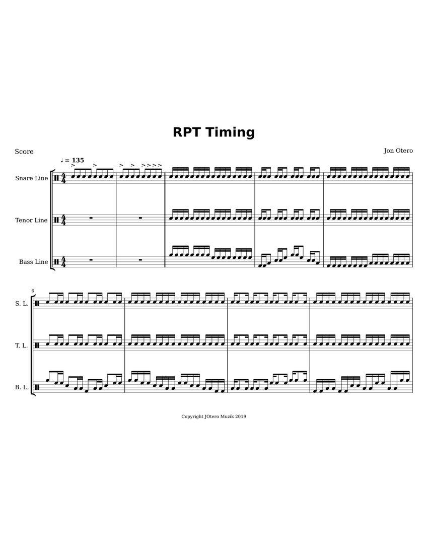 RPT_Timing Sheet music for Snare drum, Tenor drum, Bass drum ...
