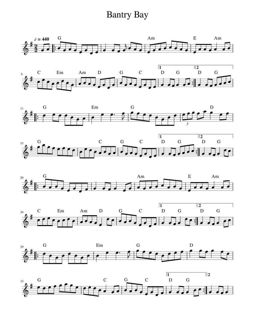 Bantry Bay Sheet music for Piano (Solo) | Musescore.com