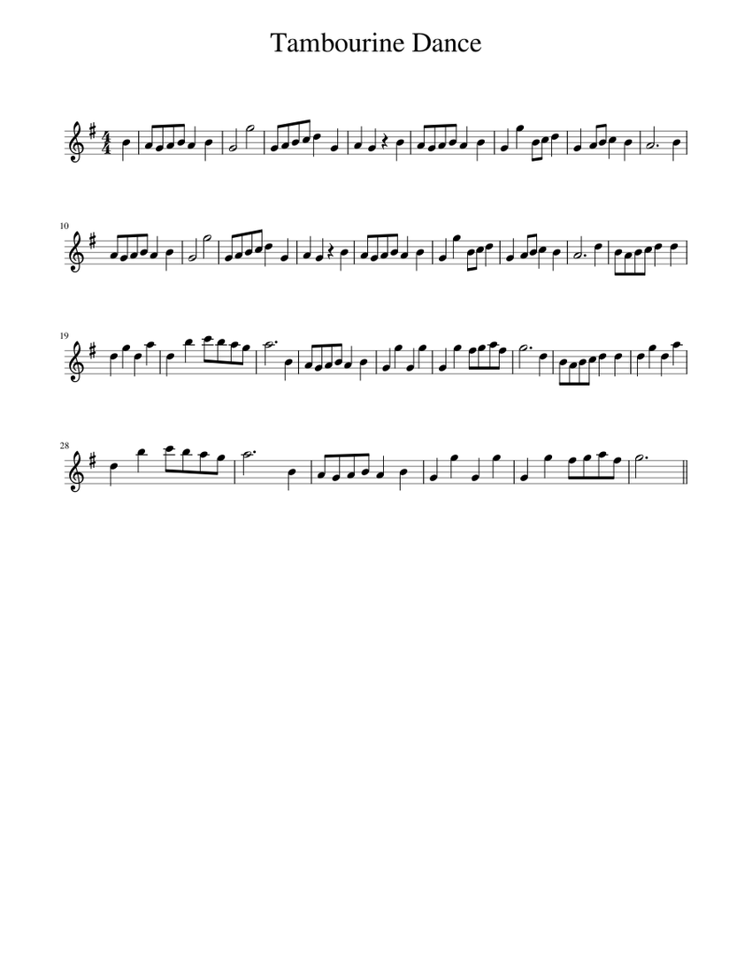 Tambourine Dance Sheet Music for Piano (Solo) Easy | MuseScore.com