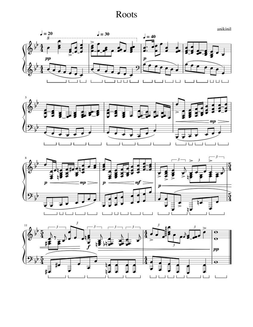 Roots Sheet music for Piano (Solo) | Musescore.com