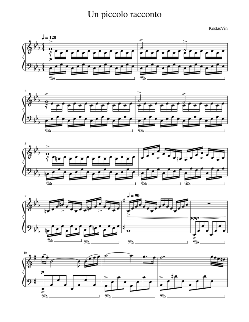 Un piccolo racconto Sheet music for Piano (Solo) | Musescore.com