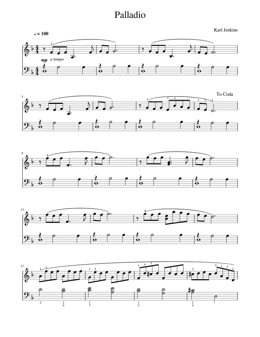 Palladio Sheet Music for Piano (Solo) easy | MuseScore.com