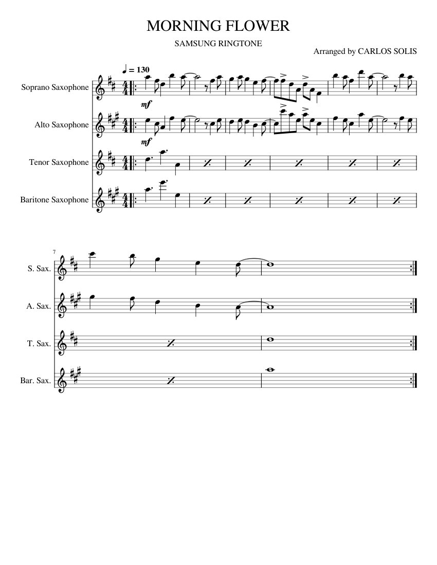 MORNING FLOWER (SAMSUNG RINGTONE) by CARLIT0CHURRIT0 Sheet music for ...