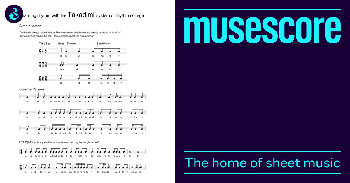 Takadimi Rhythm System Sheet music for Guitar (Solo) | Musescore.com