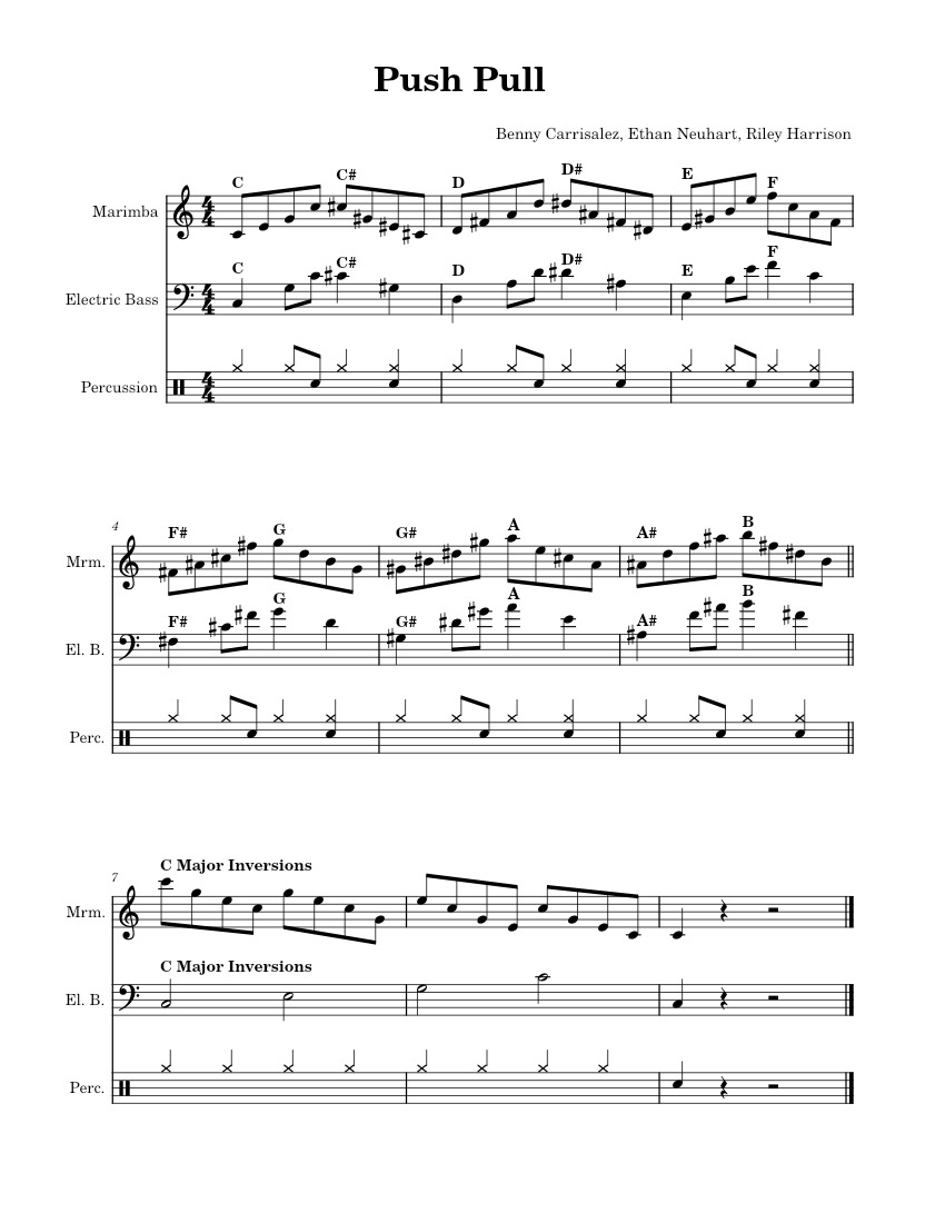 Push Pull Sheet music for Bass guitar, Drum group, Marimba (Mixed Trio ...