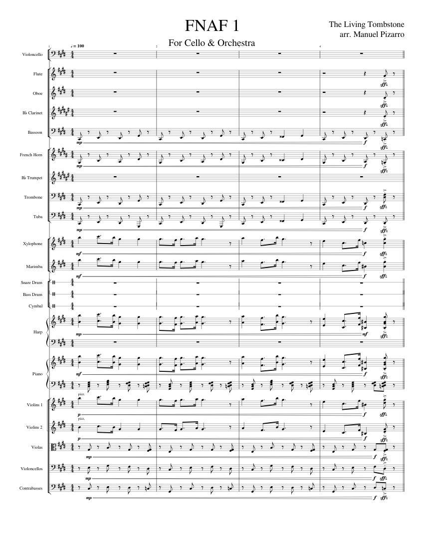 FNAF 1 Sheet music for Piano, Trombone, Tuba, Flute & more instruments ...