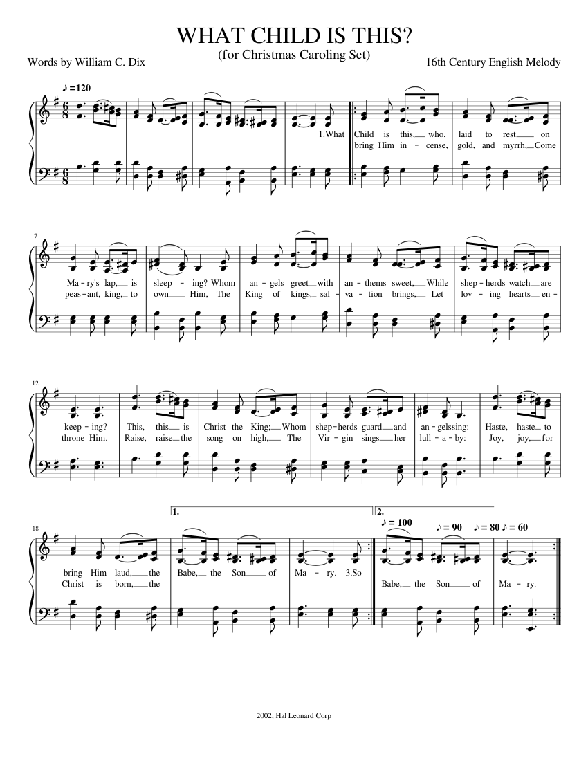 WHAT CHILD IS THIS? Sheet Music for Piano (SATB) Easy | MuseScore.com