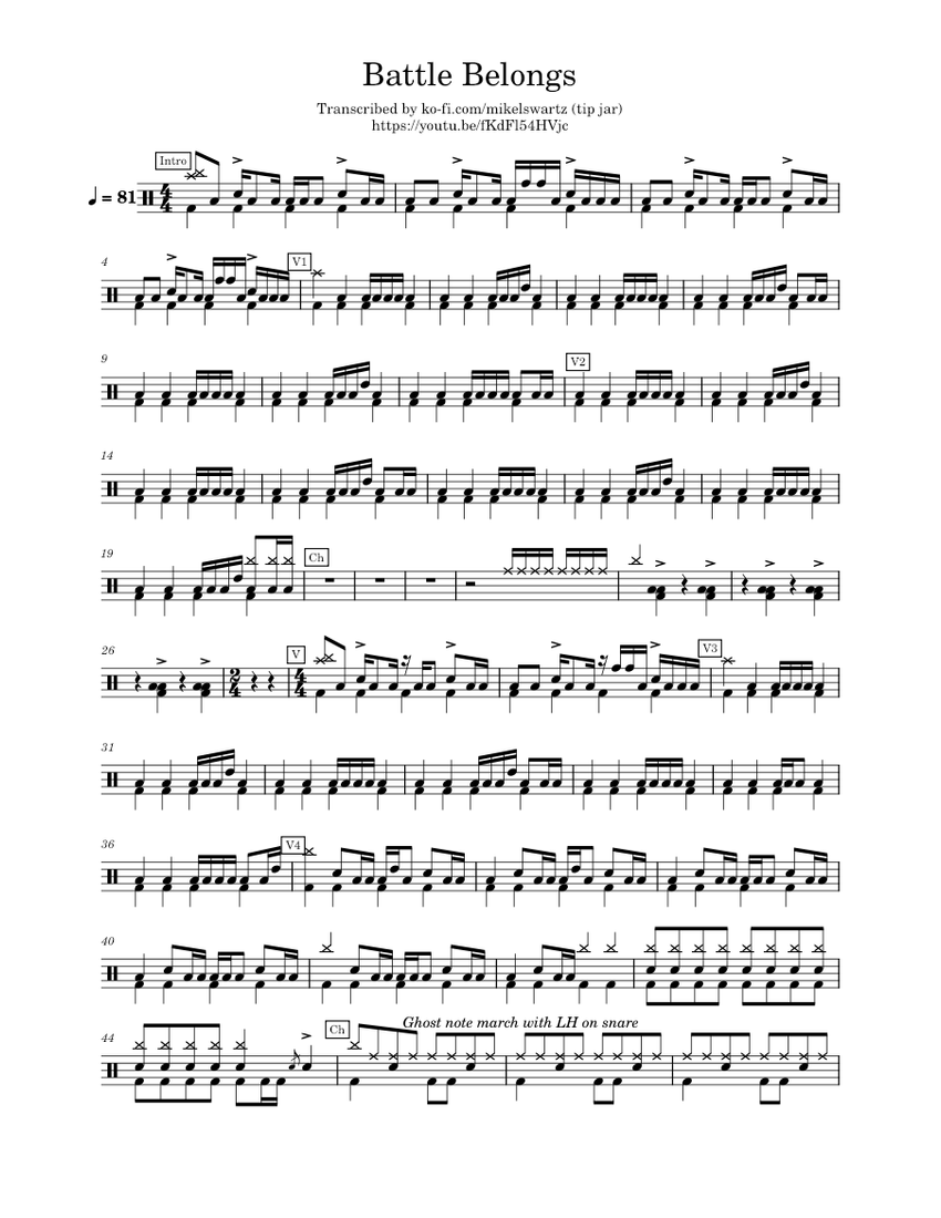 Battle Belongs – Phil Wickham and Brian Johnson Battle Belongs Sheet music for Drum group (Solo ...