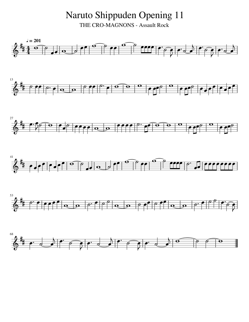 Naruto Shippuden Opening 11 Sheet music for Flute (Solo) | Musescore.com