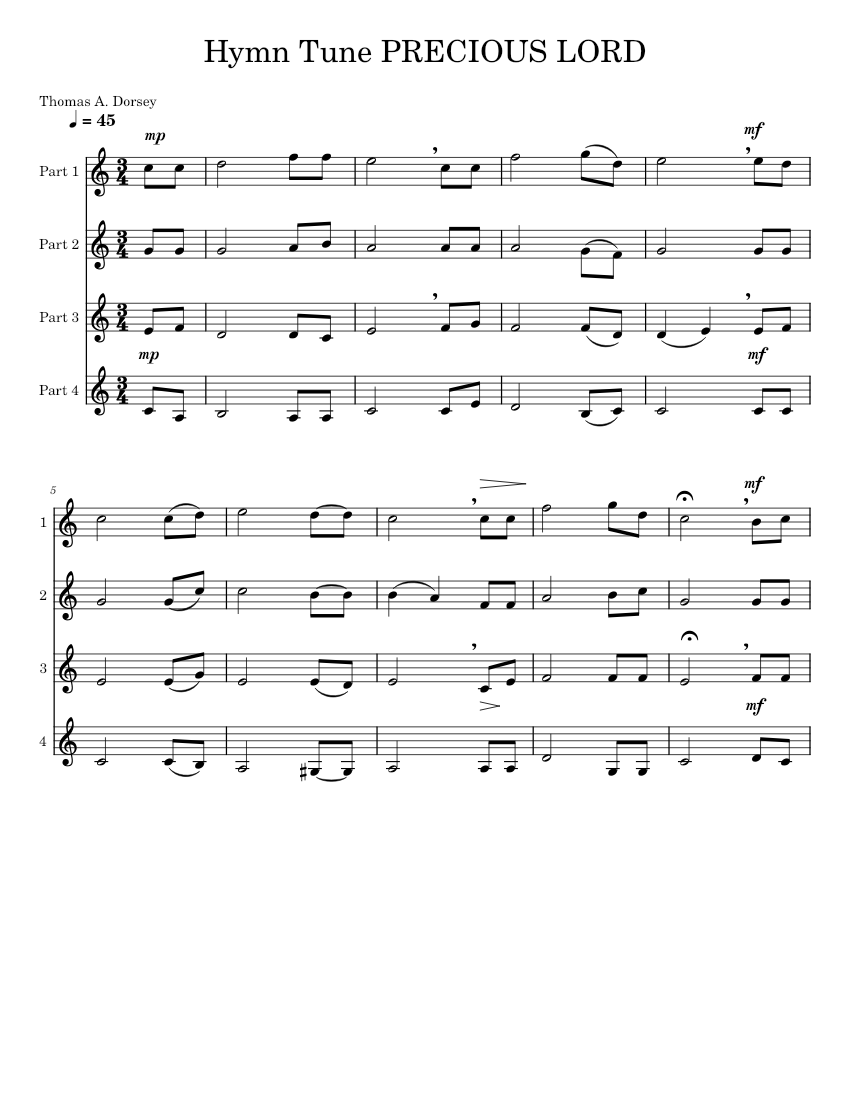 Precious Lord – Thomas A. Dorsey Sheet music for Baritone horn (Brass ...