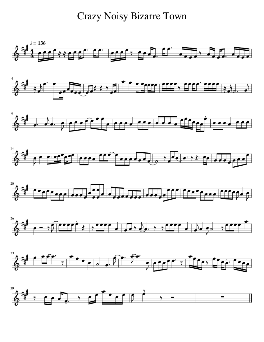 Crazy Noisy Bizarre Town Sheet Music for Trumpet in b-flat (Solo ...