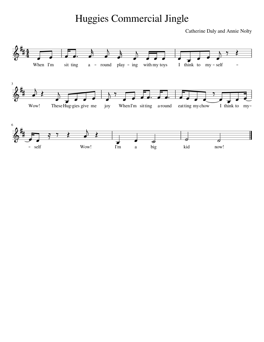 Huggies Commercial Jingle Sheet Music for Piano (Solo) Easy | MuseScore.com