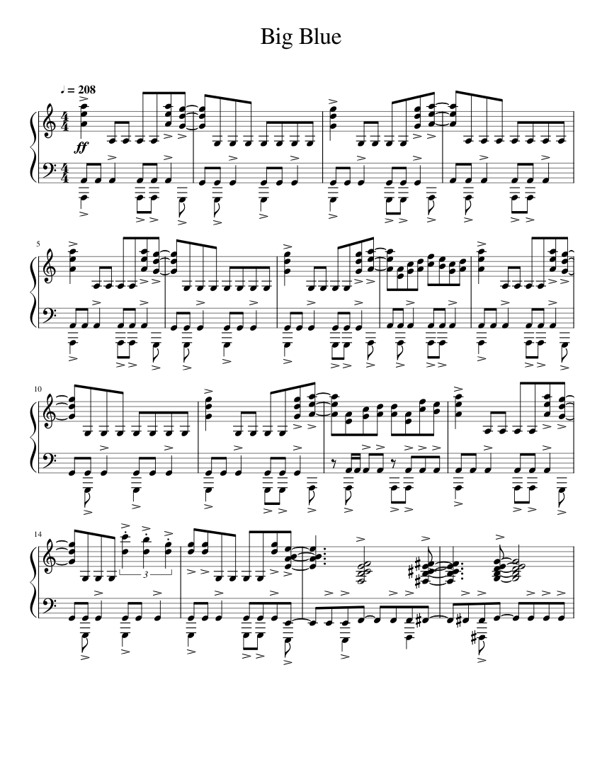 Big Blue | Mario Kart 8 | Piano Cover Sheet Music for Piano (Solo ...