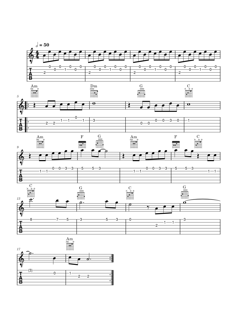 Sound of silence - Tabs & Notations and Chord Chart for Beginners Sheet ...