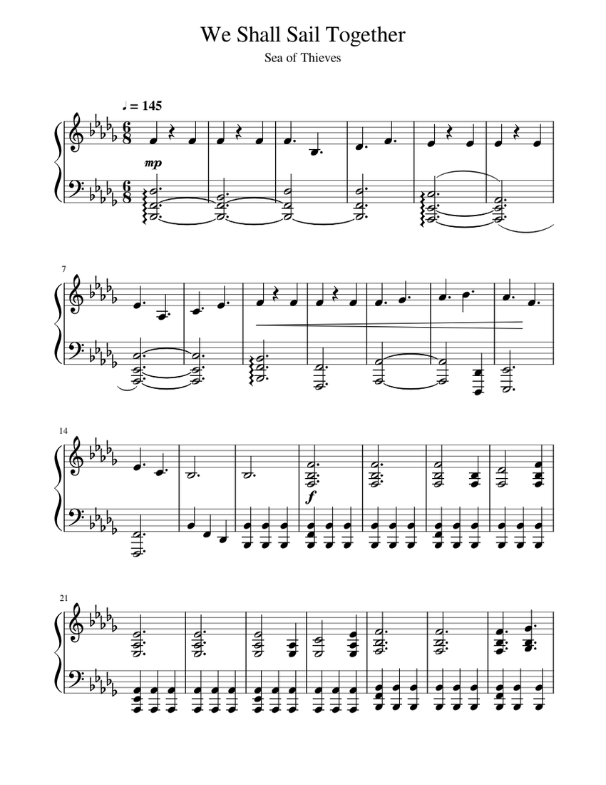 We Shall Sail Together Sheet Music for Piano (Solo) | MuseScore.com