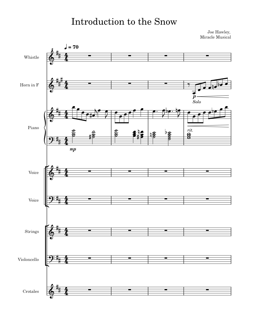Introduction To The Snow – Joe Hawley Sheet Music for Piano, Vocals ...