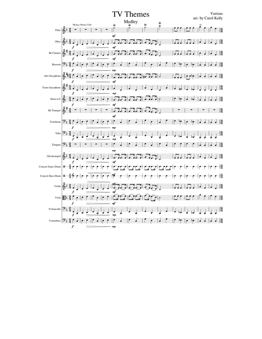 TV Themes Sheet music for Trombone, Tuba, Flute, Oboe & more ...