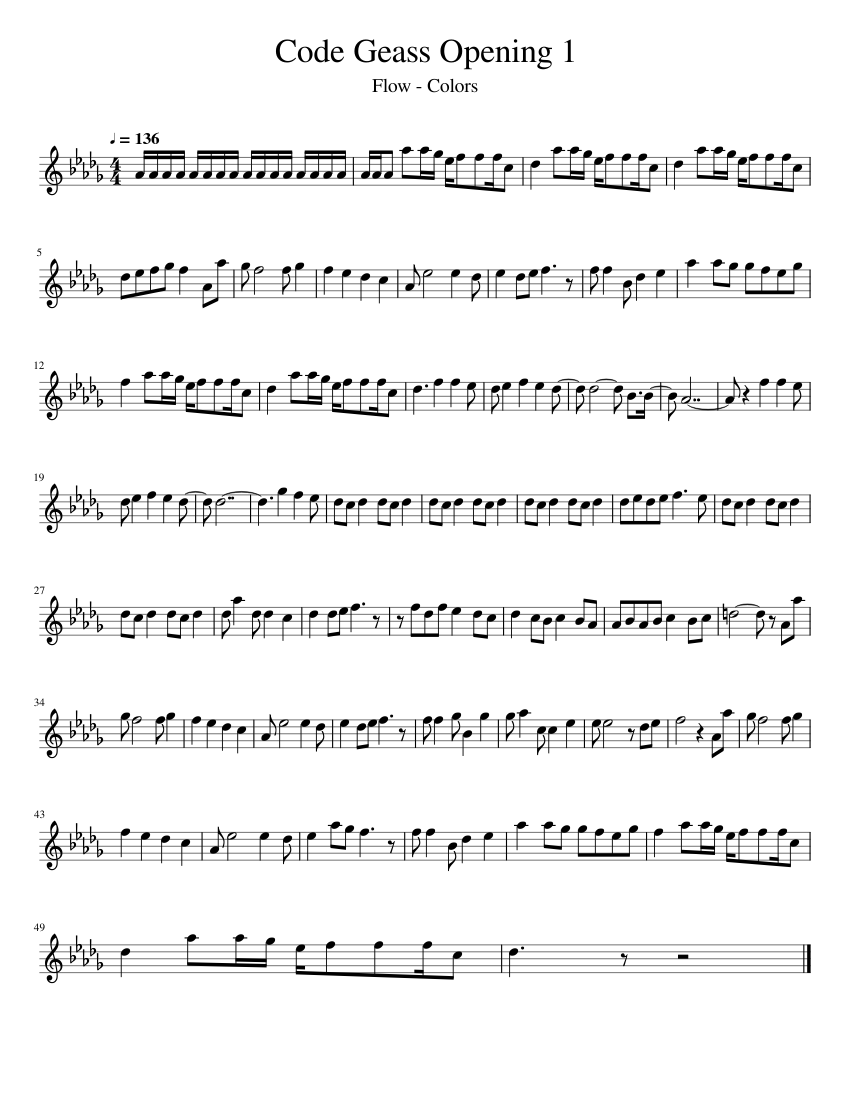 Code Geass Opening 1 Sheet Music for Flute (Solo) | MuseScore.com