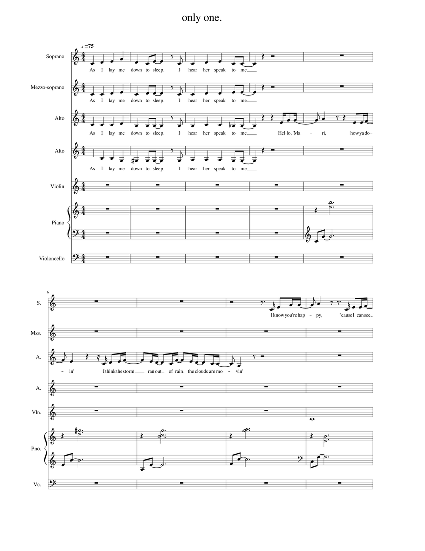 Only One Sheet Music for Piano, Soprano, Alto, Mezzo soprano & more ...
