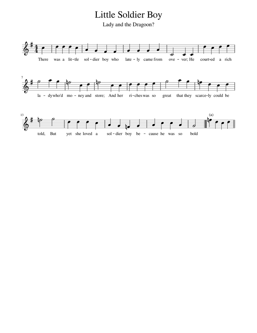 Little Soldier Boy Sheet Music for Piano (Solo) Easy | MuseScore.com