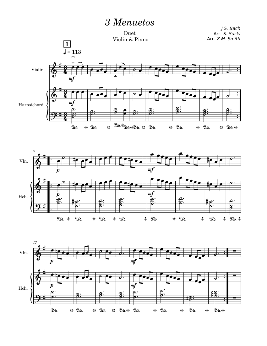 3 Menuetos - piano tutorial