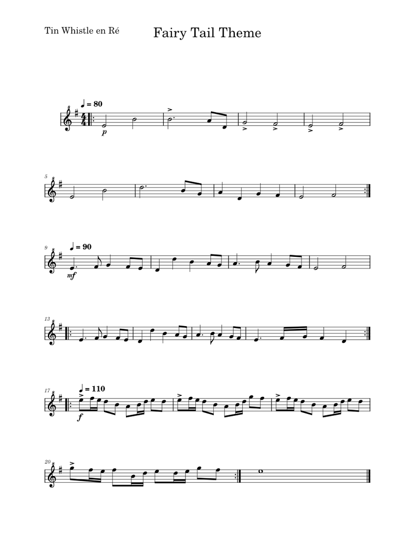Fairy Tail Sad Theme Sheet Music for Flute other (Solo) | MuseScore.com