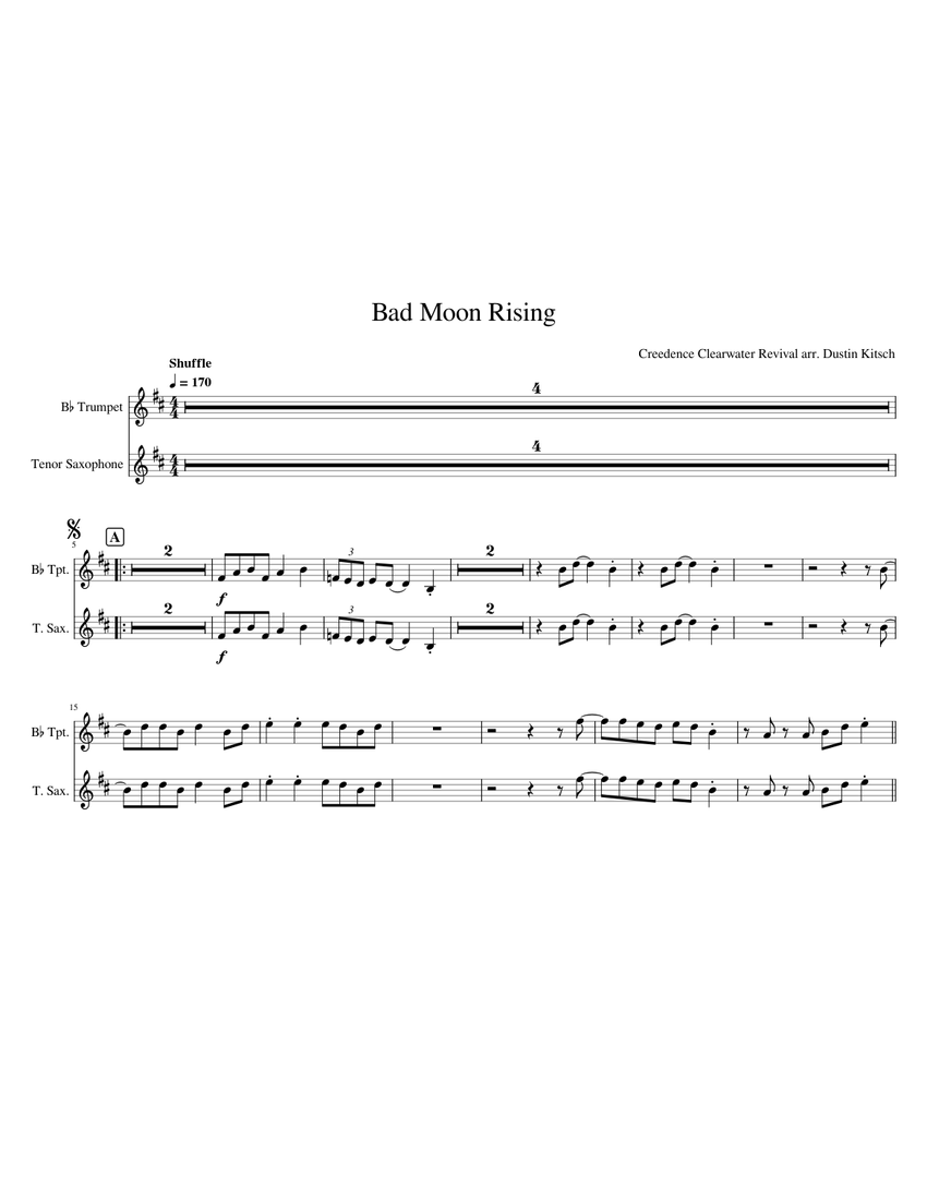 Bad moon rising – Creedence Clearwater Revival Bad Moon Rising - piano ...