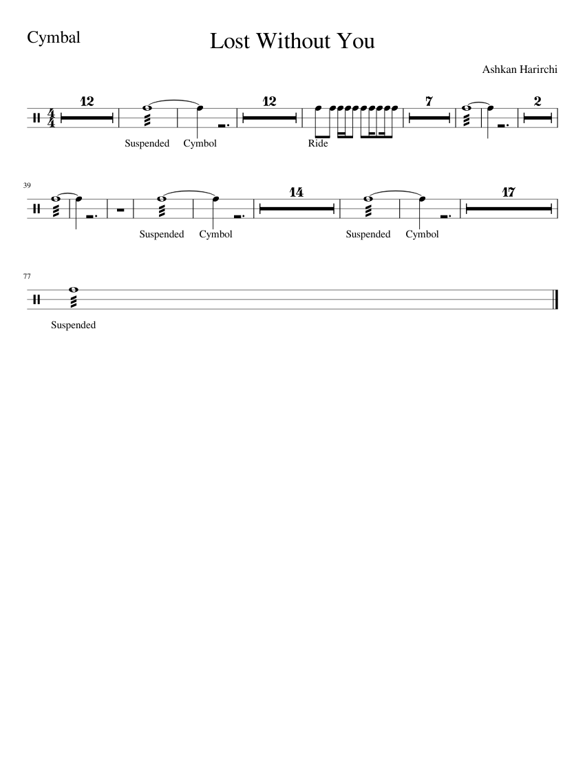 Lost Without You-Cymbal Sheet music for Crash (Solo) | Musescore.com