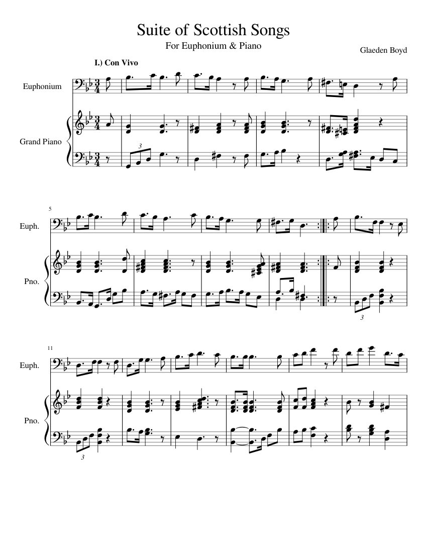 Suite of Scottish Songs Sheet Music for Piano, Euphonium (Solo ...