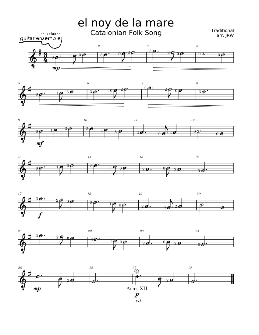 El Noy De La Mare Sheet music for Guitar (Solo) | Musescore.com