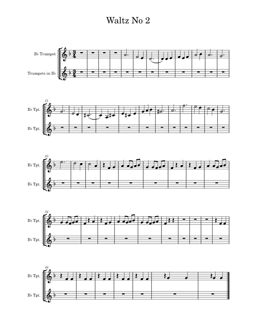 trumpet Sheet music for Trumpet in b-flat (Brass Duet) | Musescore.com