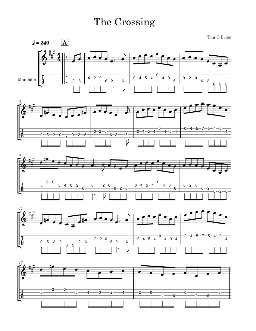 The Crossing – Tim O'Brien Sheet music for Violin, Mandolin (Solo ...
